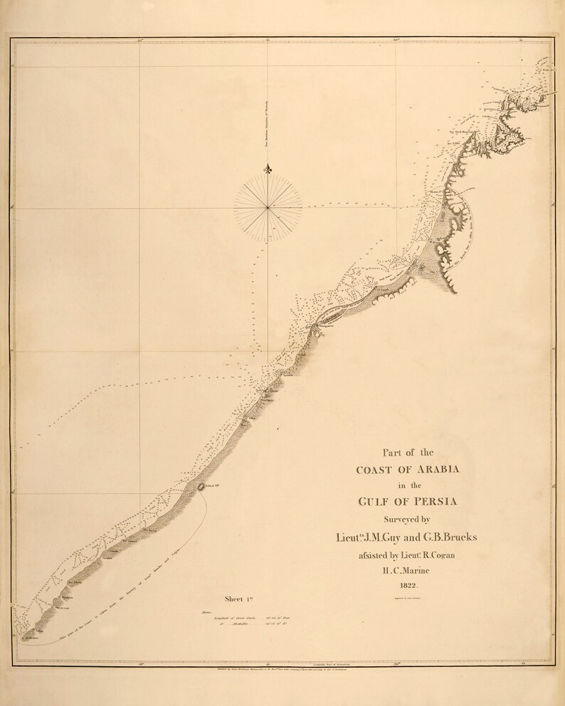 Map of Dubai 1822 INSTANT DOWNLOAD Old Dubai Map UAE in 4 | Etsy