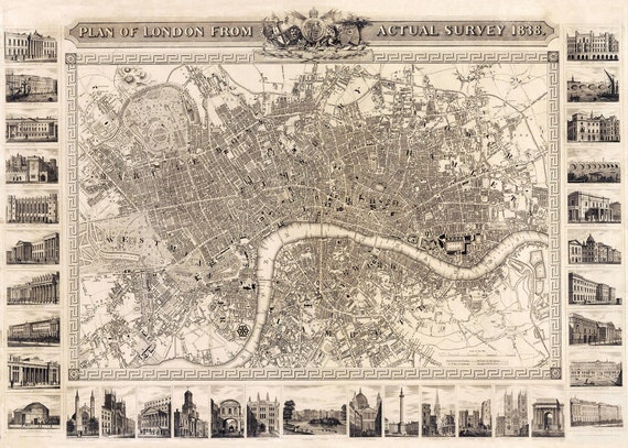 London Map 1838 Vintage Map of London UK in High Resolution | Etsy