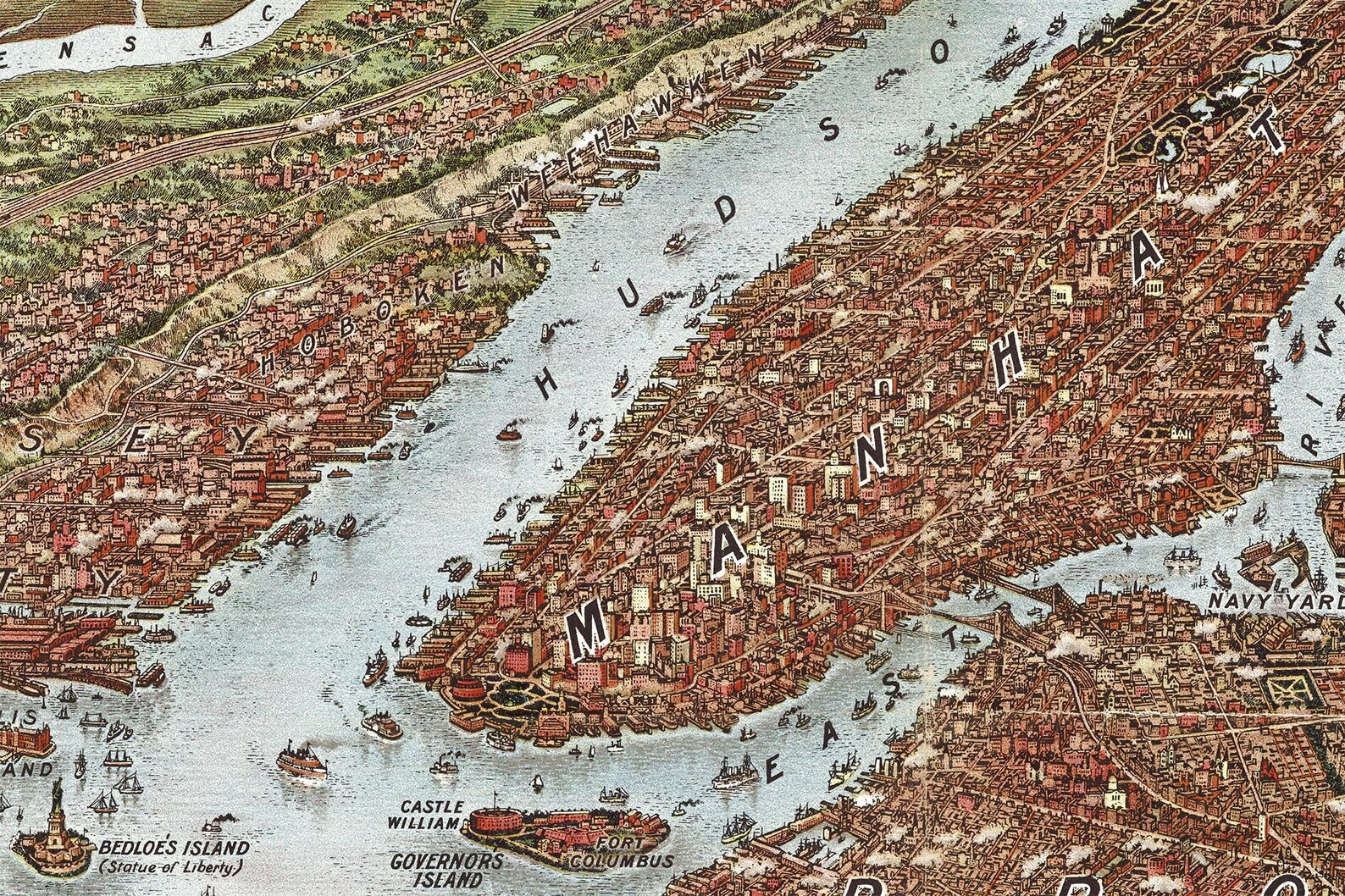 New York Map 1907, Vintage Map of New York City in High Resolution ...