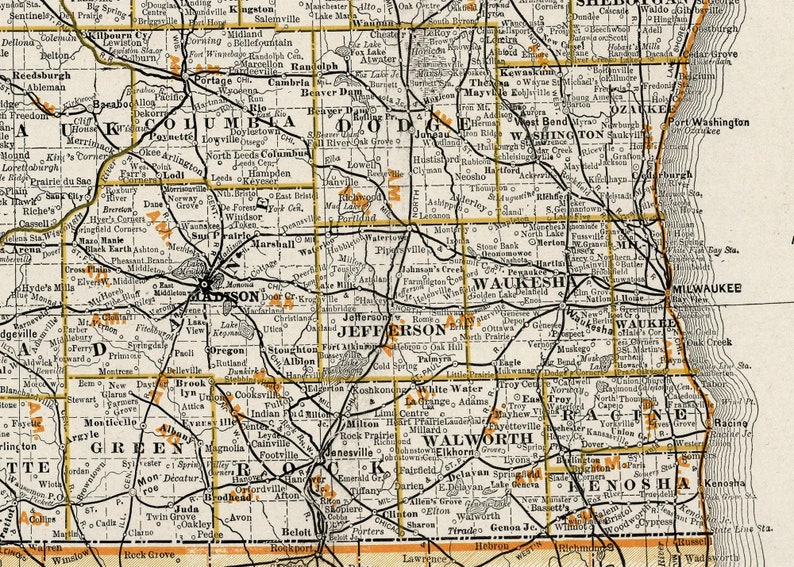 Wisconsin State Map 1891, Old Map of Wisconsin in High Resolution ...