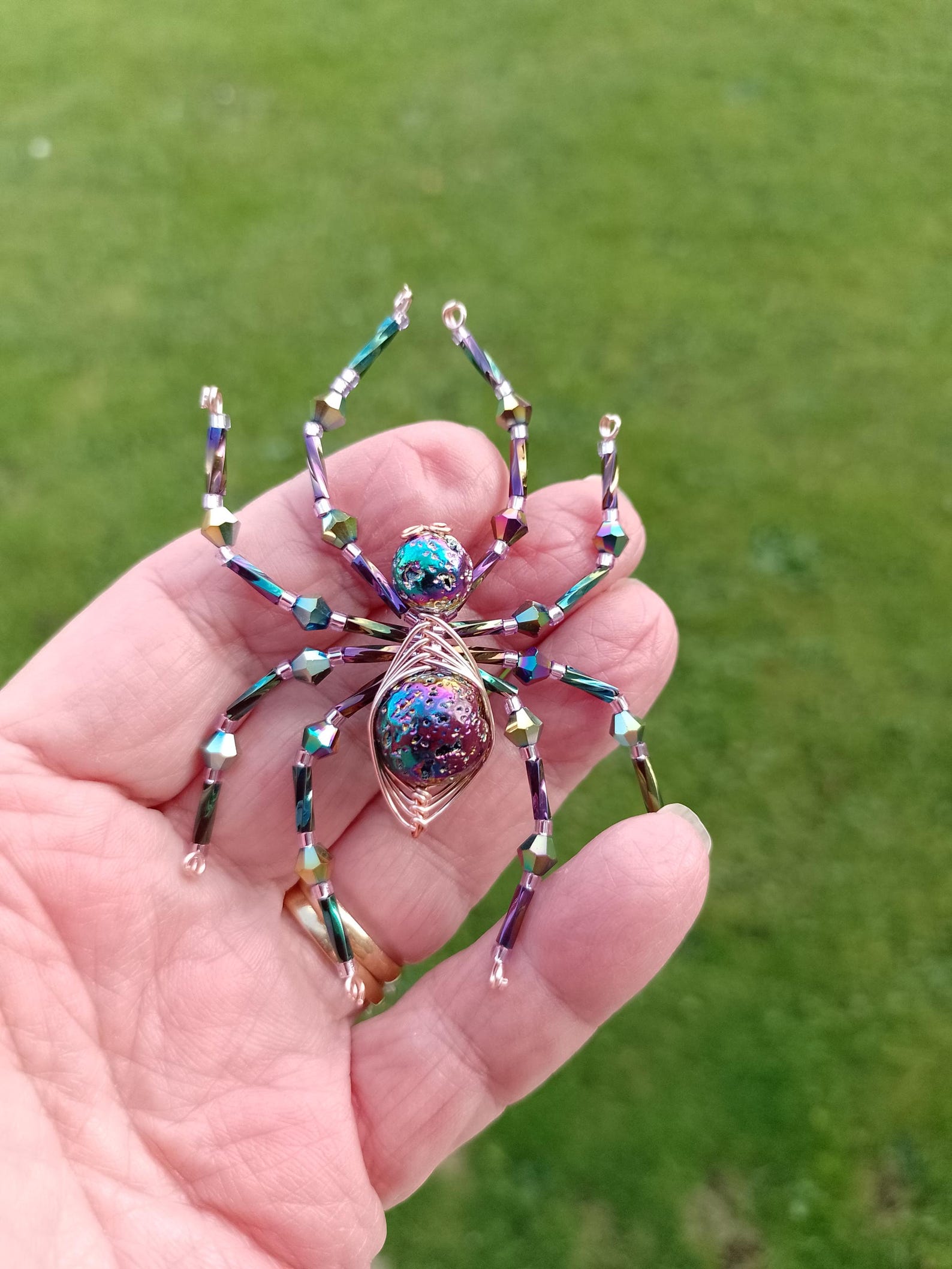 Volcanic Lava Spider - Gold Wire, Metallic Muti Colour Effect Beads - Etsy