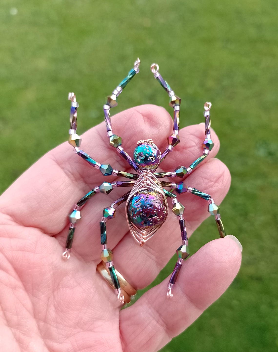 Volcanic Lava Spider - Gold Wire, Metallic Muti Colour Effect Beads - Etsy