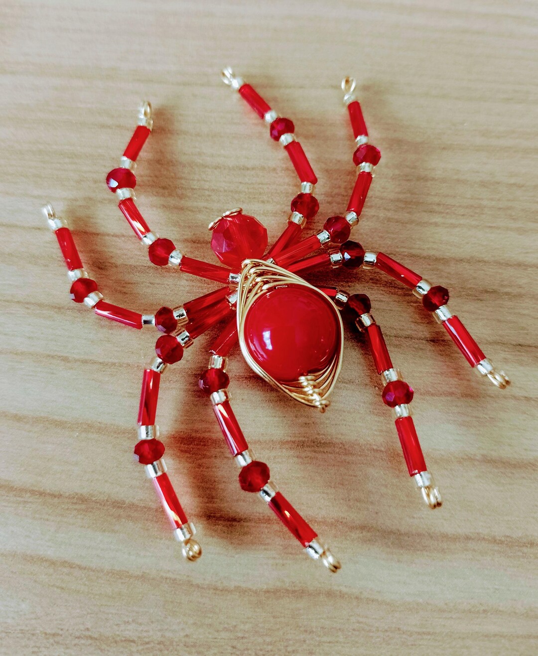 Coral Red Spider - Gemstone Spider Looking for a Home - Beads and Wire ...
