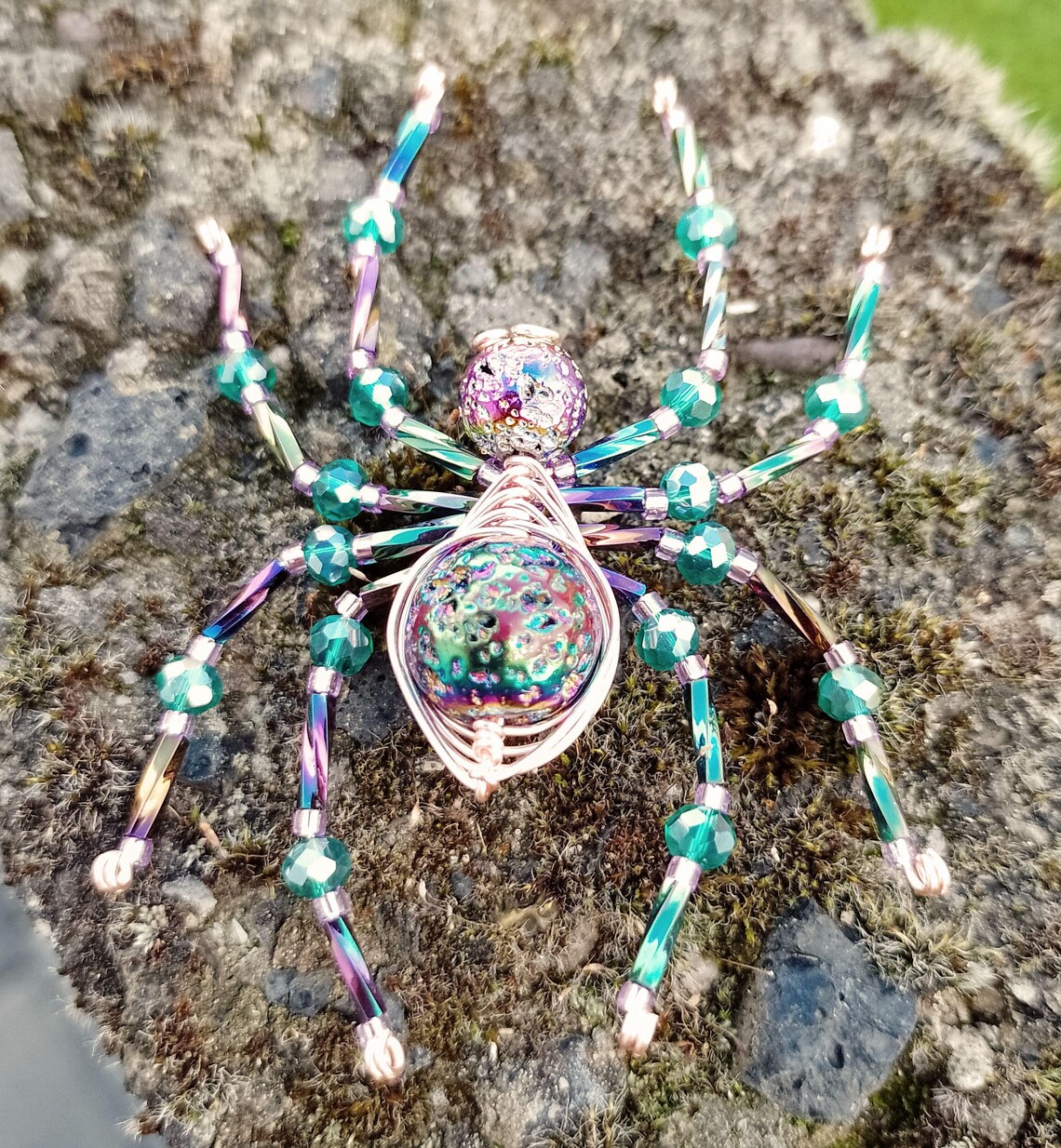 Volcanic Lava Spider - Gold Wire, Metallic Muti Colour Effect Beads - Etsy