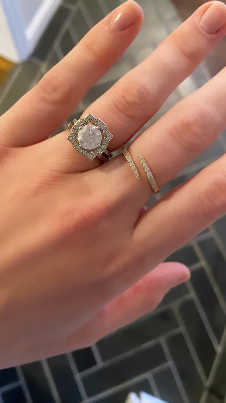 Solid Gold Diamond Open Wrap Ring - Etsy