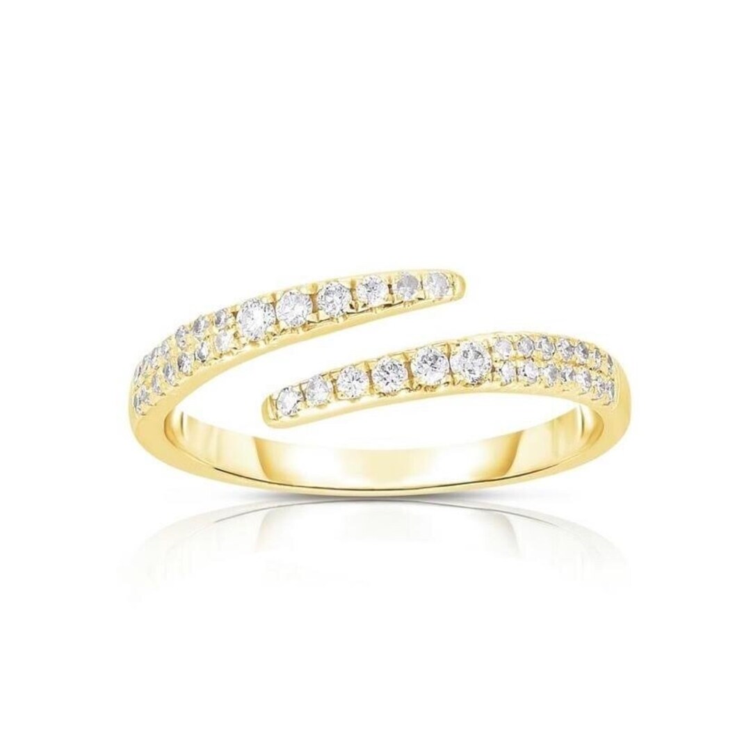 Solid Gold Diamond Open Wrap Ring - Etsy