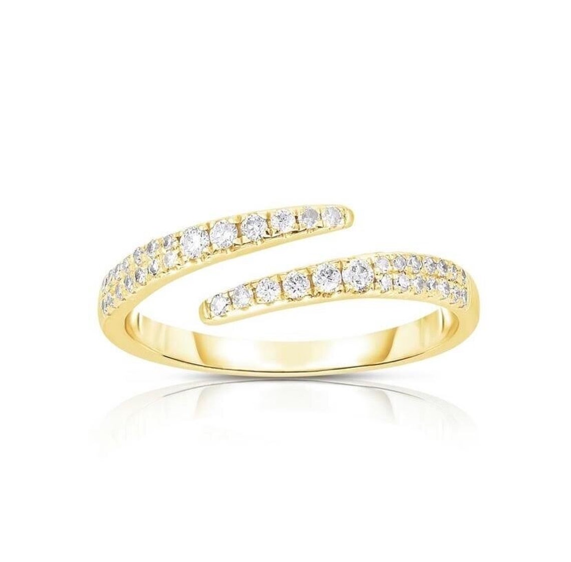 Solid Gold Diamond Open Wrap Ring - Etsy