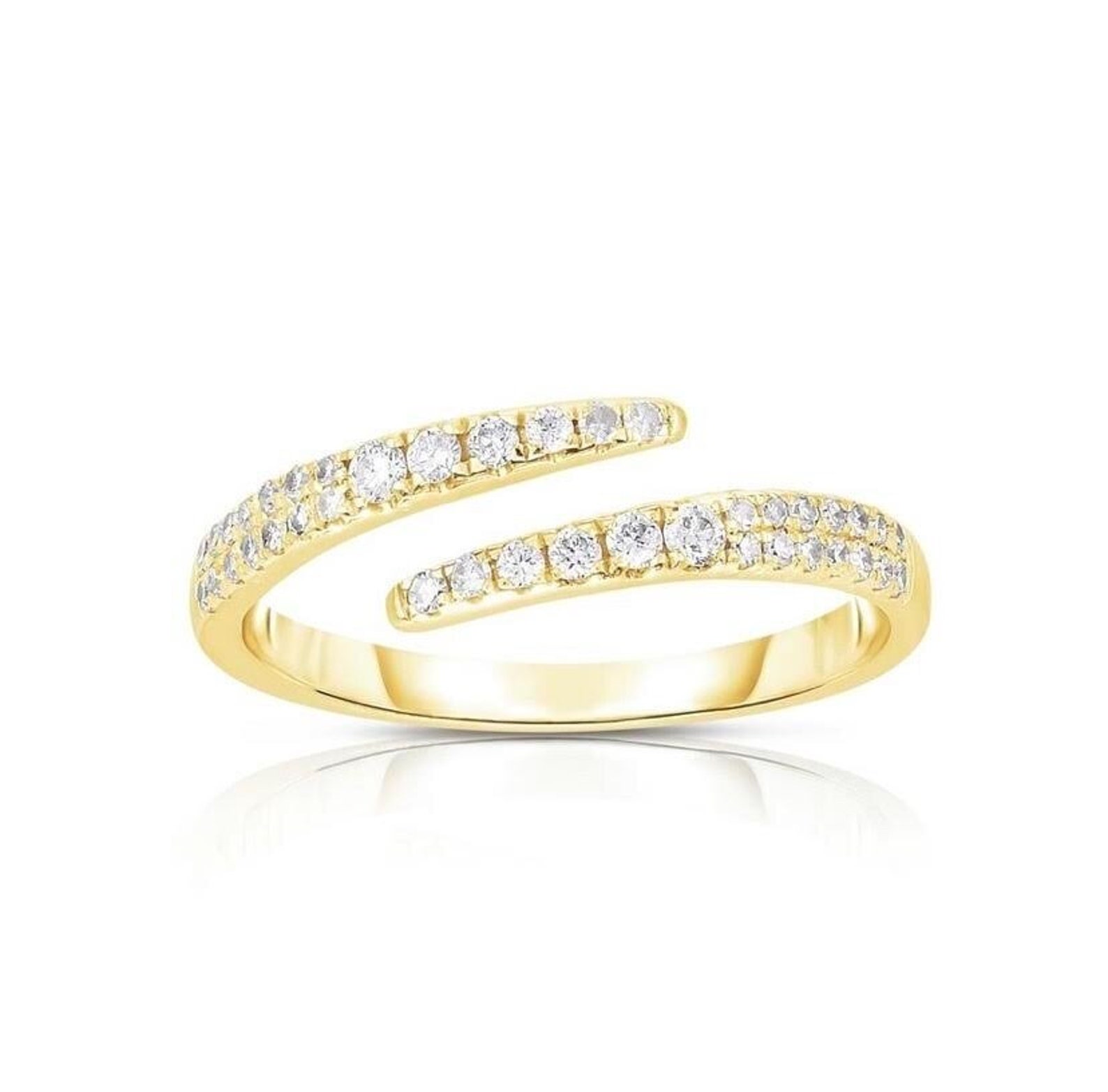 Solid Gold Diamond Open Wrap Ring - Etsy
