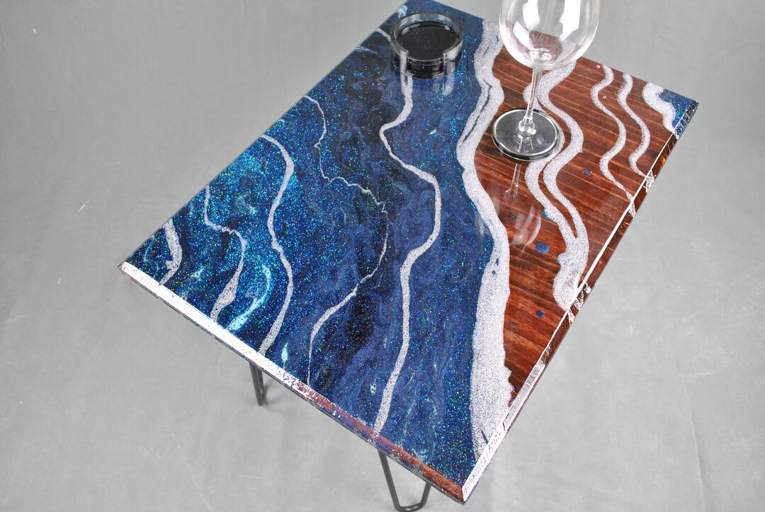 Space Ocean End Table, Epoxy Resin Table, Beach Table, Custom Gift ...