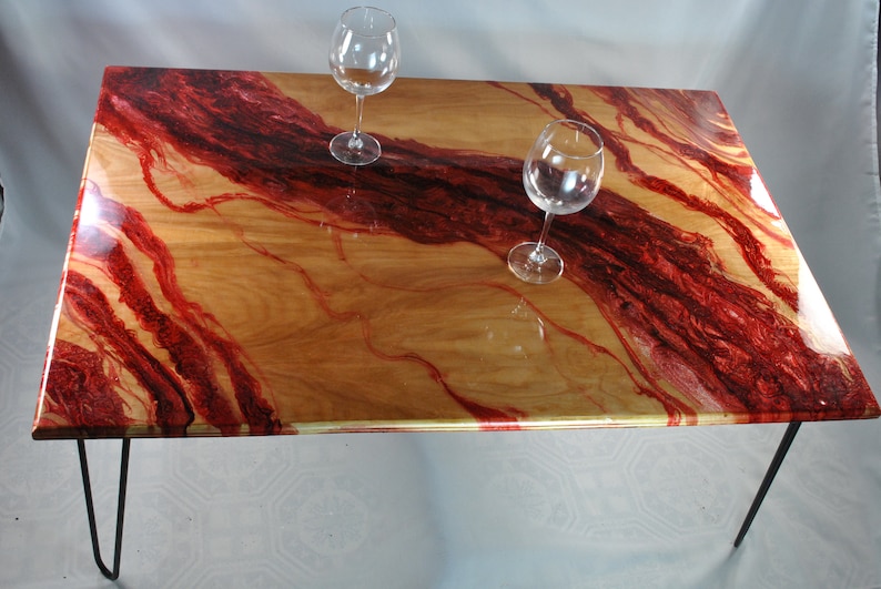 Wine Red Epoxy River Table-sold - Etsy