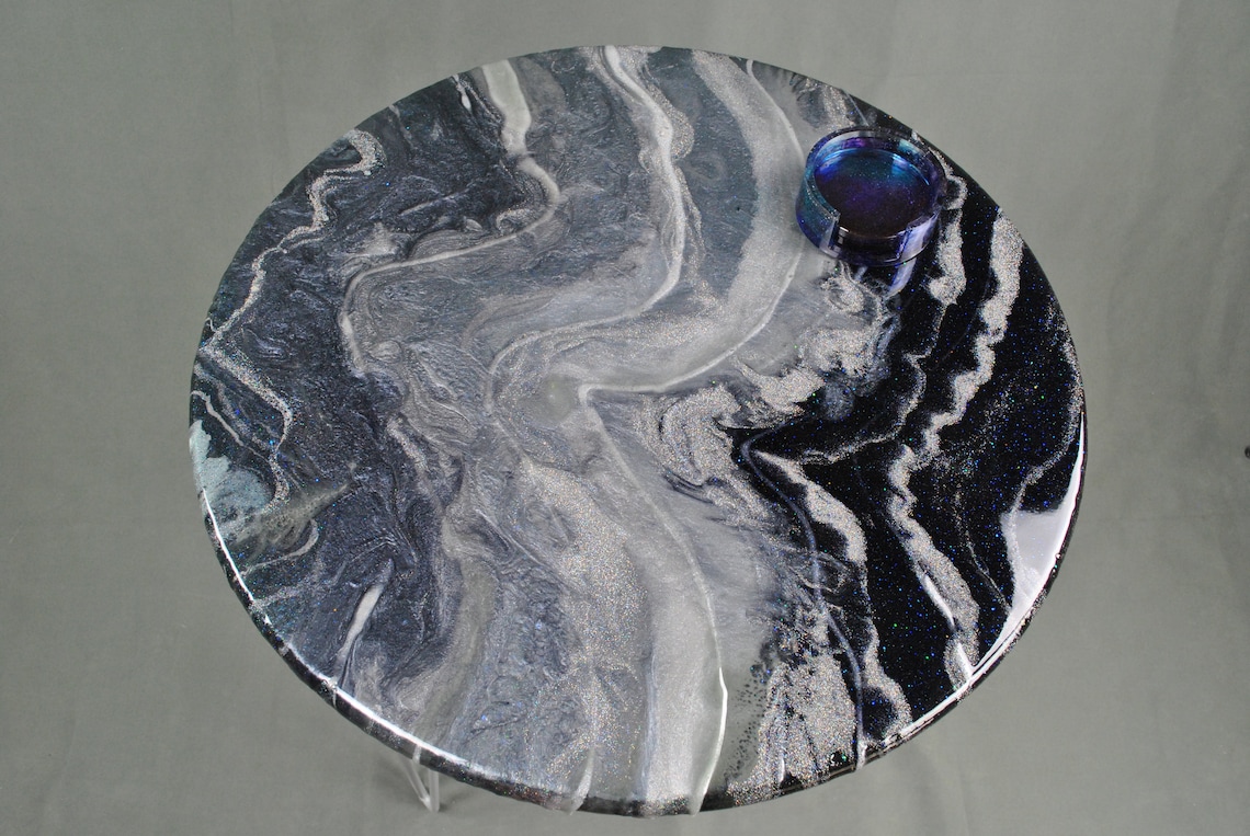 Waves of Grey Epoxy Resin Side Table Bedside Table | Etsy
