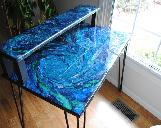 Small Custom Computer Desk With Monitor Stand, Desk With Storage, Desk ...