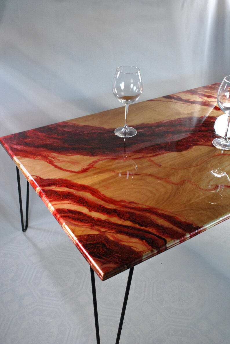 Wine Red Epoxy River Table-sold - Etsy
