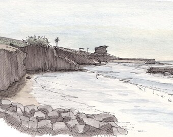 San Diego Drawing - Etsy