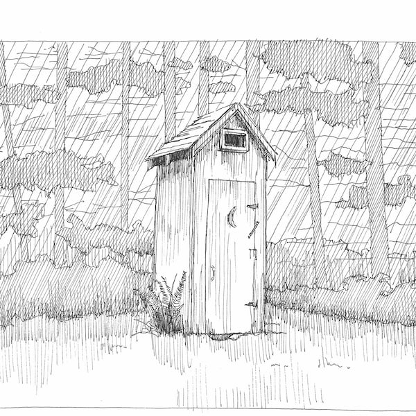 Outhouse Drawing - Etsy