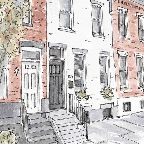 PHILADELPHIA ROW HOMES Rowhouse Brick Architecture - Etsy