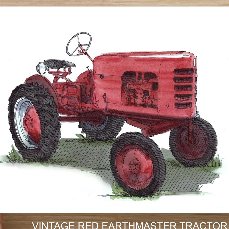 Red Tractor Painting - Etsy