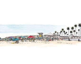 San Diego Beach Art | Etsy