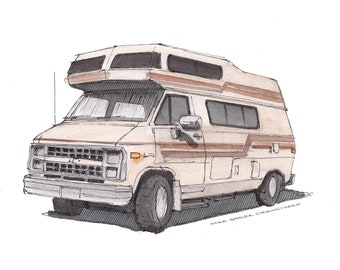 Chevy Van Art Print - Etsy