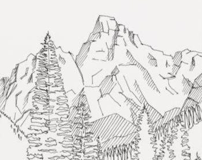 Geology Drawing Mountains Plein Air Drawn There Sketch Print Pen and ...