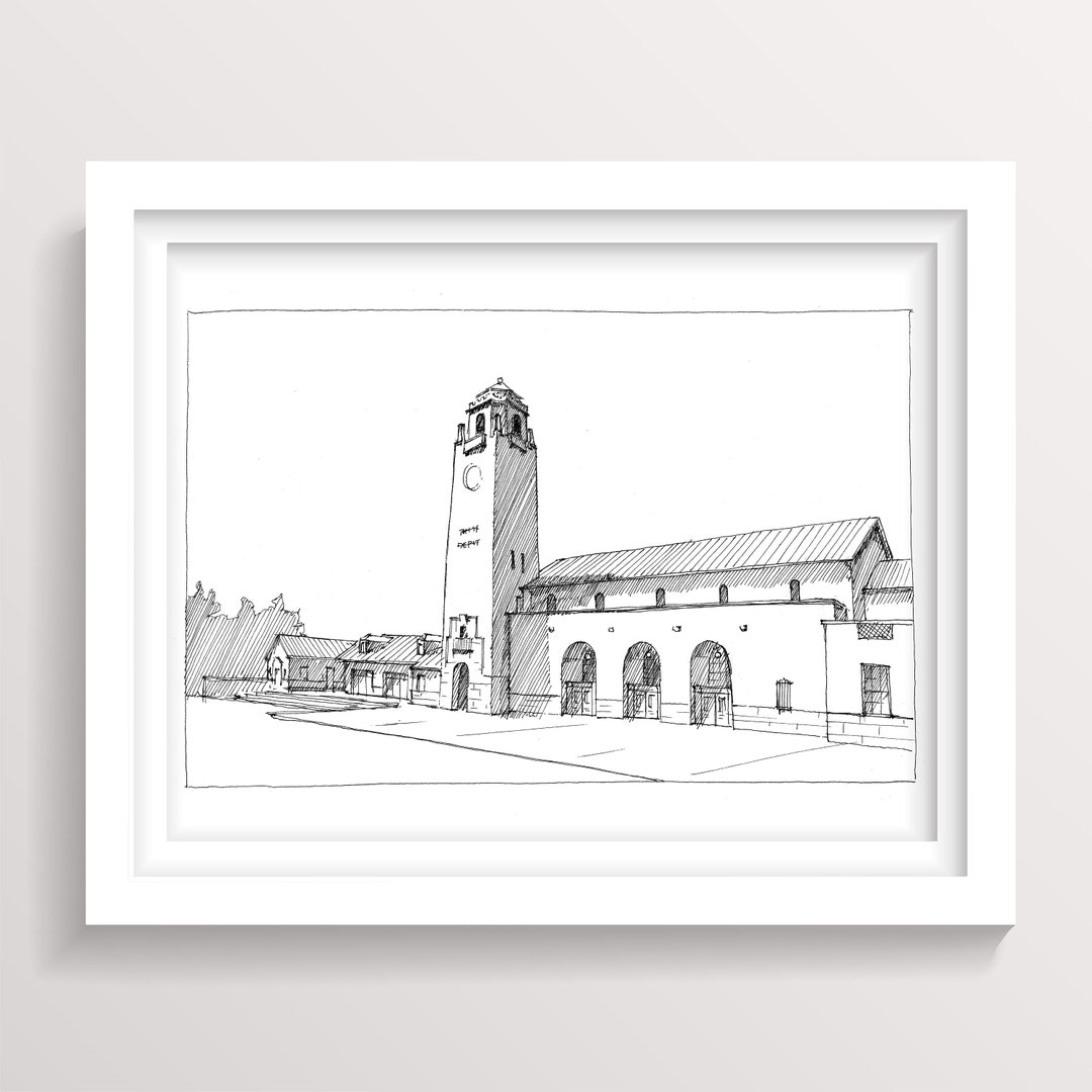 BOISE TRAIN DEPOT - Boise, Idaho, Plein Air Architecture Pen and Ink ...
