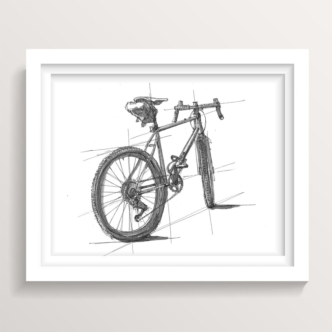 GRAVEL BIKE - Steel Frame Niner RLT9, Pen and Ink Drawing Bike Art ...