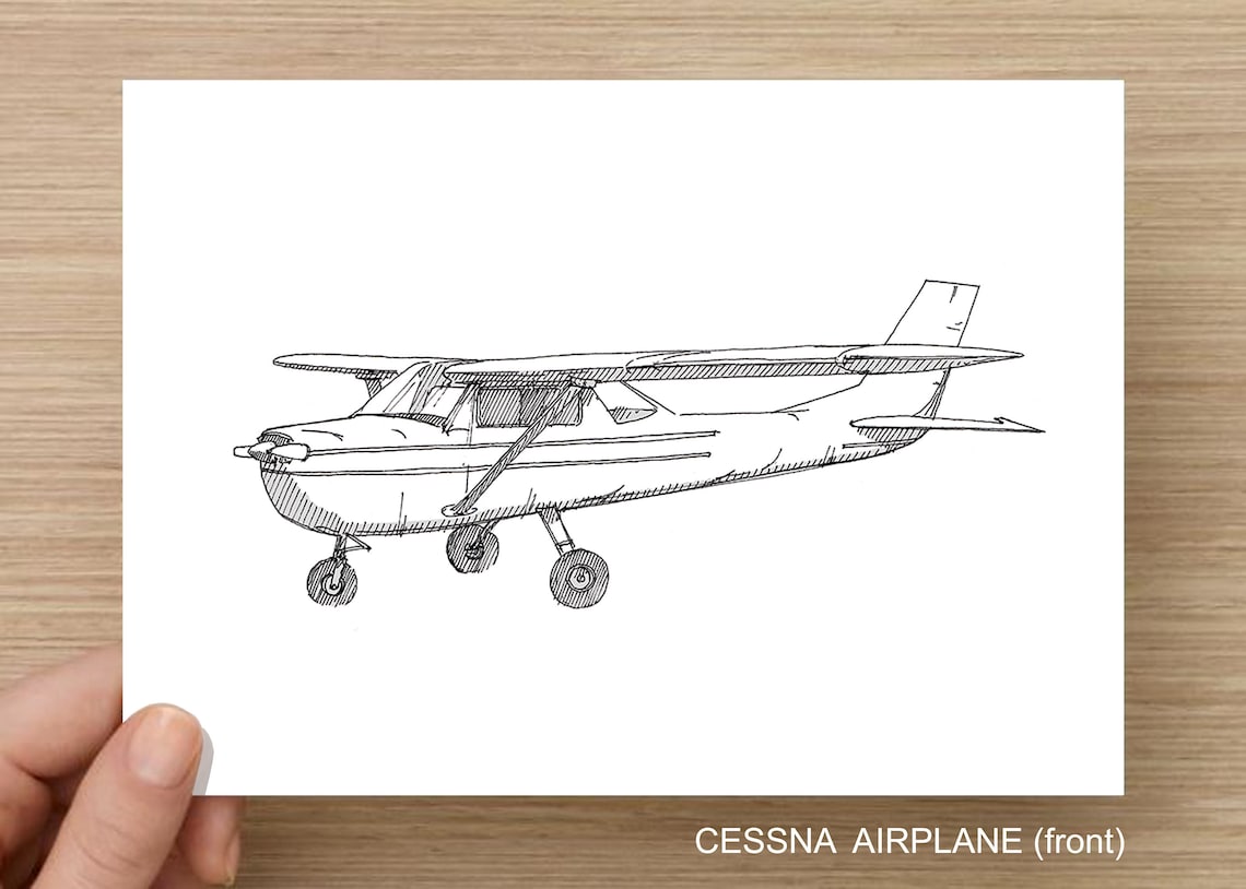 CESSNA AIRPLANE Plane Fly Travel Flight Ink Drawing | Etsy