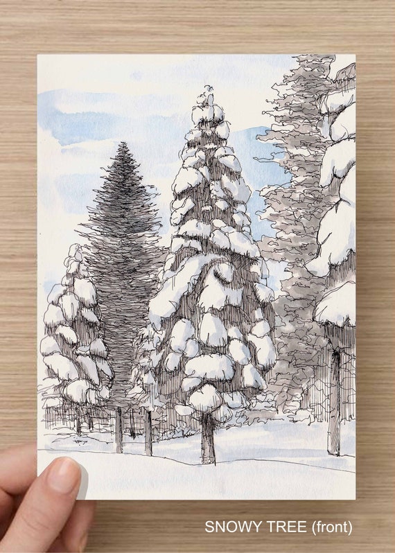 Snowy Trees Drawing