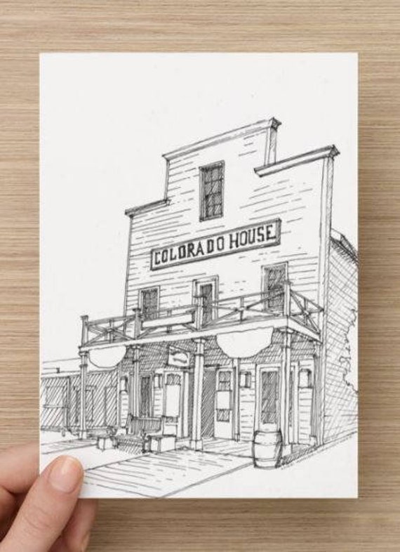 Old Western Town Drawing
