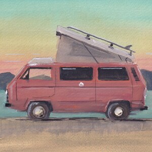 WESTFALIA CAMPER VAN - Sunset Pop Art, Roadtrip, Retro Vintage Vanlife ...