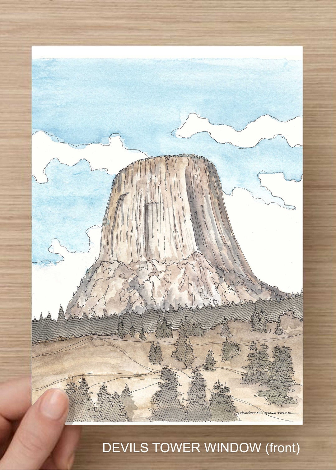 DEVILS TOWER WINDOW, Wyoming, National Monument, Rock Climbing, Drawing ...