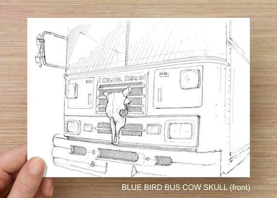 BLUE BIRD BUS Cow Skull Vanlife Buslife Roadtrip School - Etsy