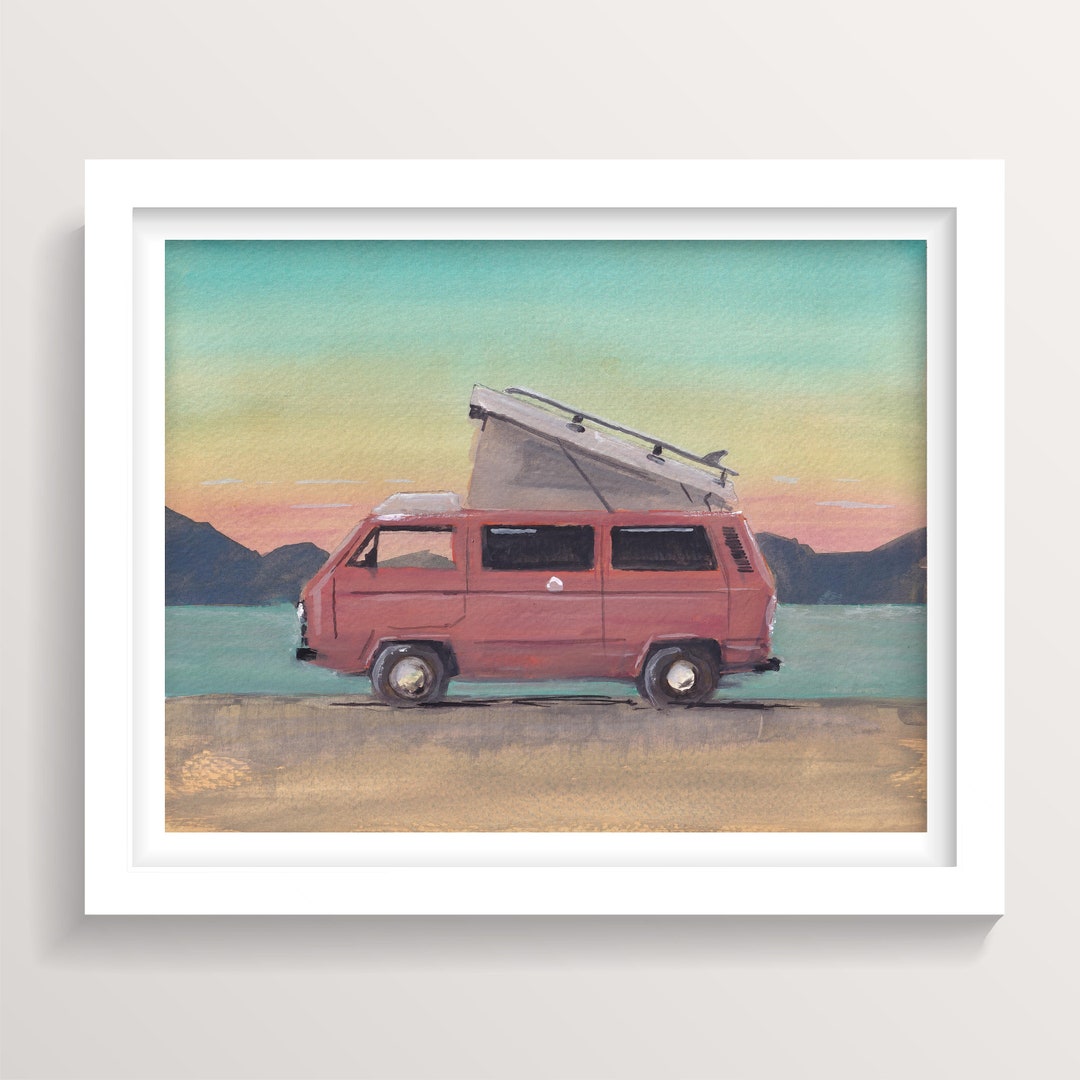 WESTFALIA CAMPER VAN - Sunset Pop Art, Roadtrip, Retro Vintage Vanlife ...