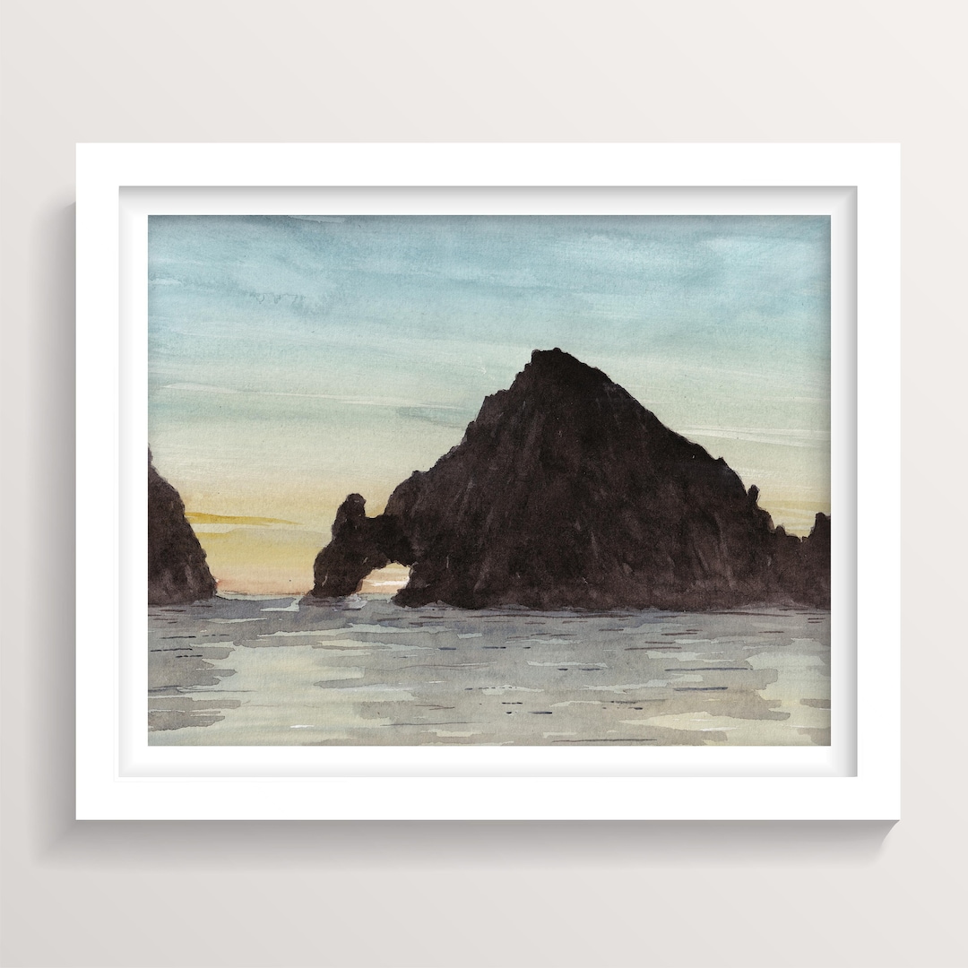 CABO ARCH SUNSET - Cabo San Lucas Mexico, Watercolor Painting Wall Art ...