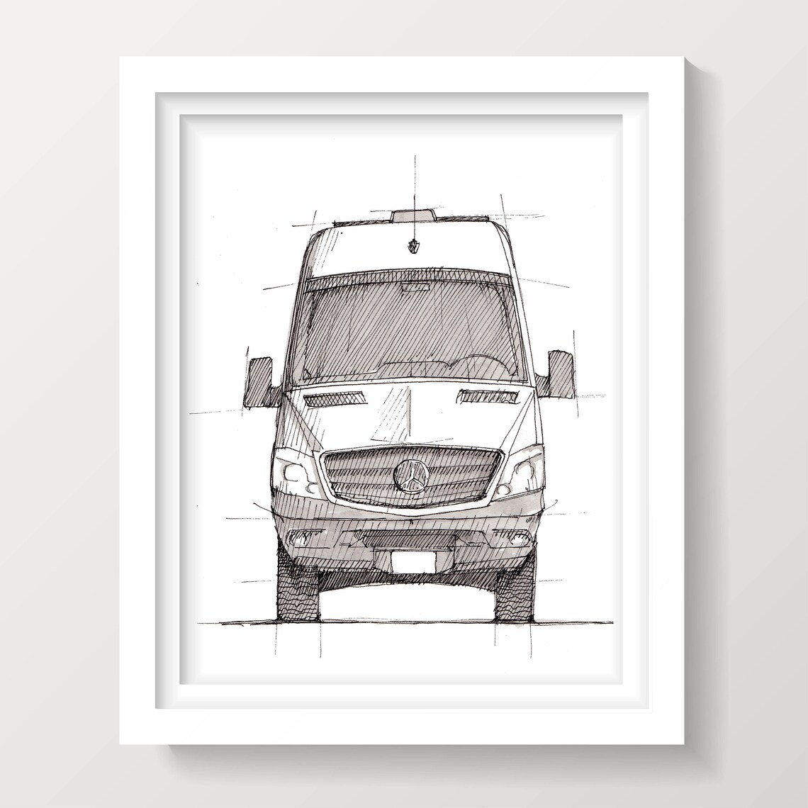 SPRINTER CAMPER VAN Pen and Ink Drawing Sketch Art Print | Etsy
