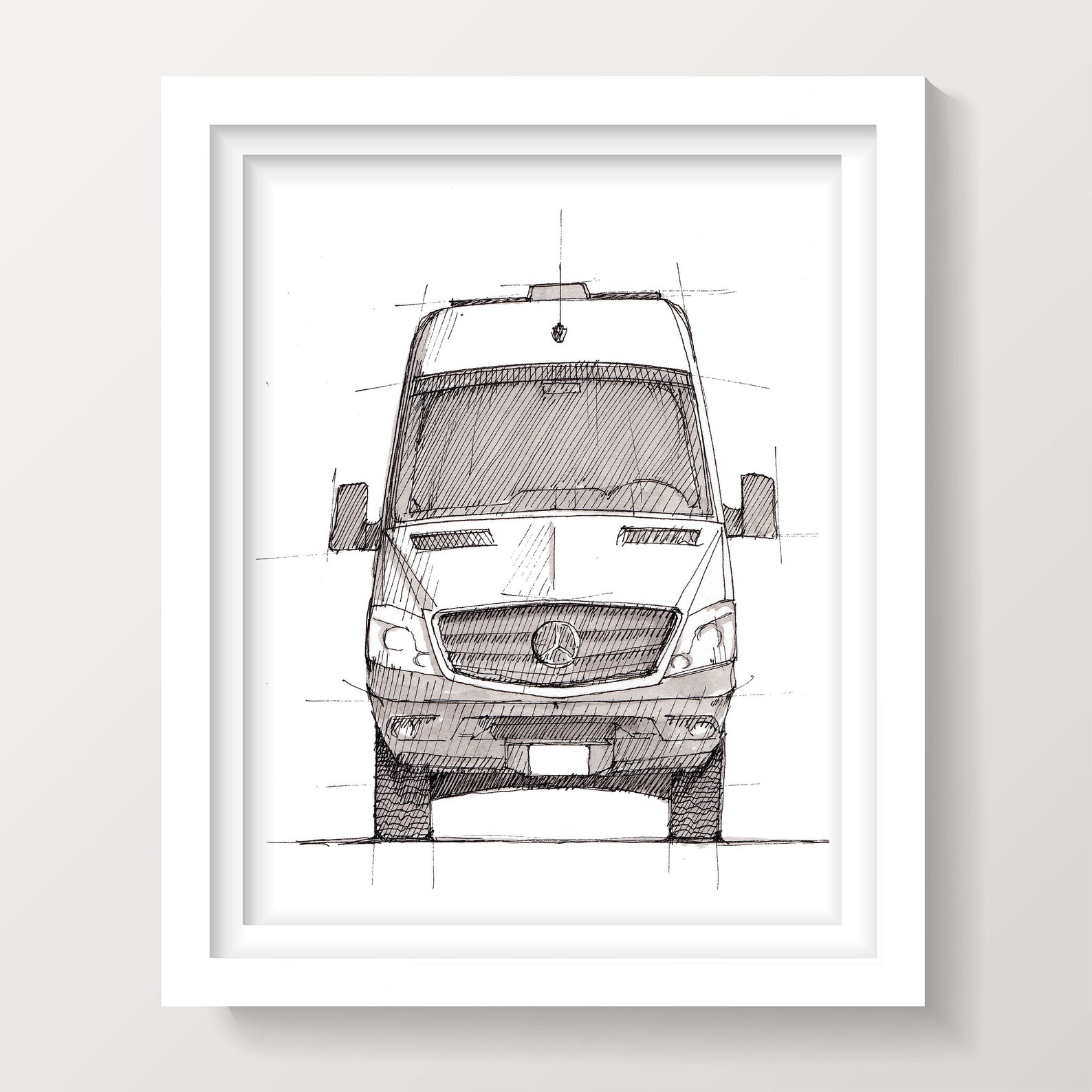 SPRINTER CAMPER VAN Pen and Ink Drawing Sketch Art Print | Etsy