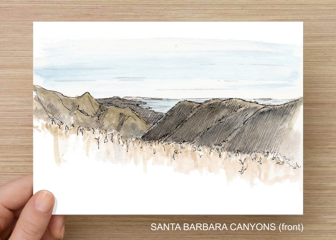SANTA BARBARA CANYONS California - Ocean, Landscape, Pen and Ink ...