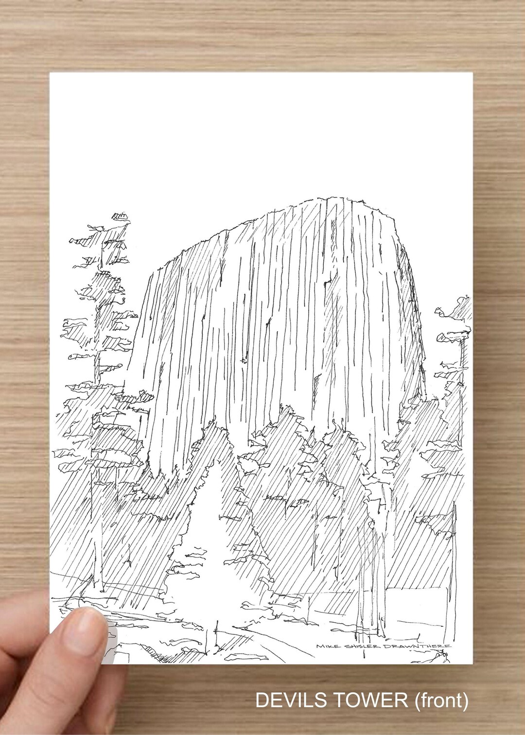 DEVILS TOWER B&W - Wyoming, National Monument, Rock Climbing, Drawing ...