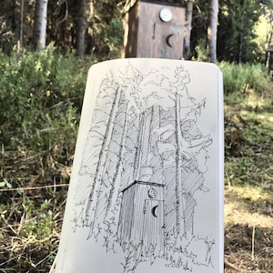 OUTHOUSE - Bathroom Art, Toilet, Privy, Indoor Plumbing, Woods, Drawing ...
