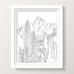 GRAND TETON National Park Mountains, Wyoming, Nature, Hiking, Pen and ...