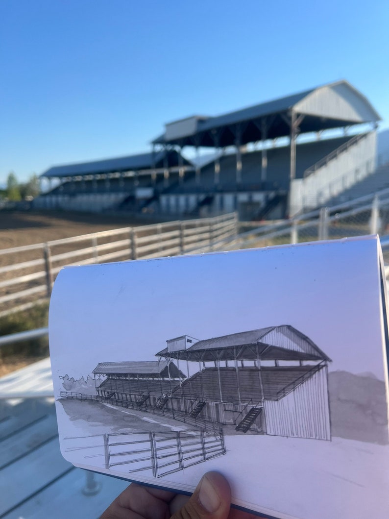 RODEO in HAMILTON MONTANA - Pen and Ink Plein Air Drawing of ...