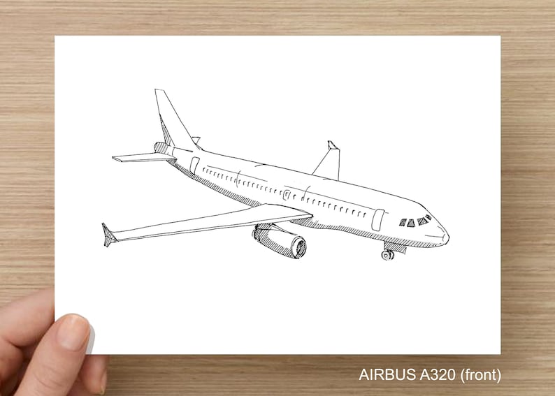 AIRBUS A320 AIRPLANE Jet, Commercial Airliner, Fly, Travel, Flight, Ink ...