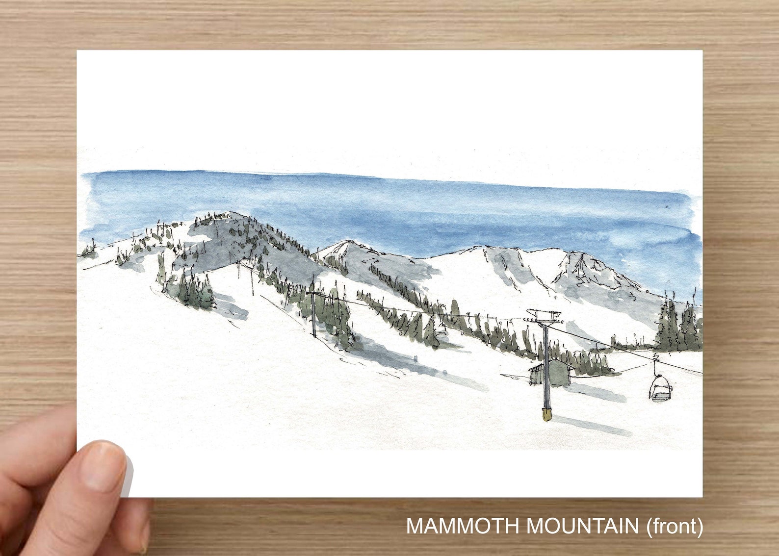 MAMMOTH MOUNTAIN Watercolor Pen and Ink Art Drawing - Etsy