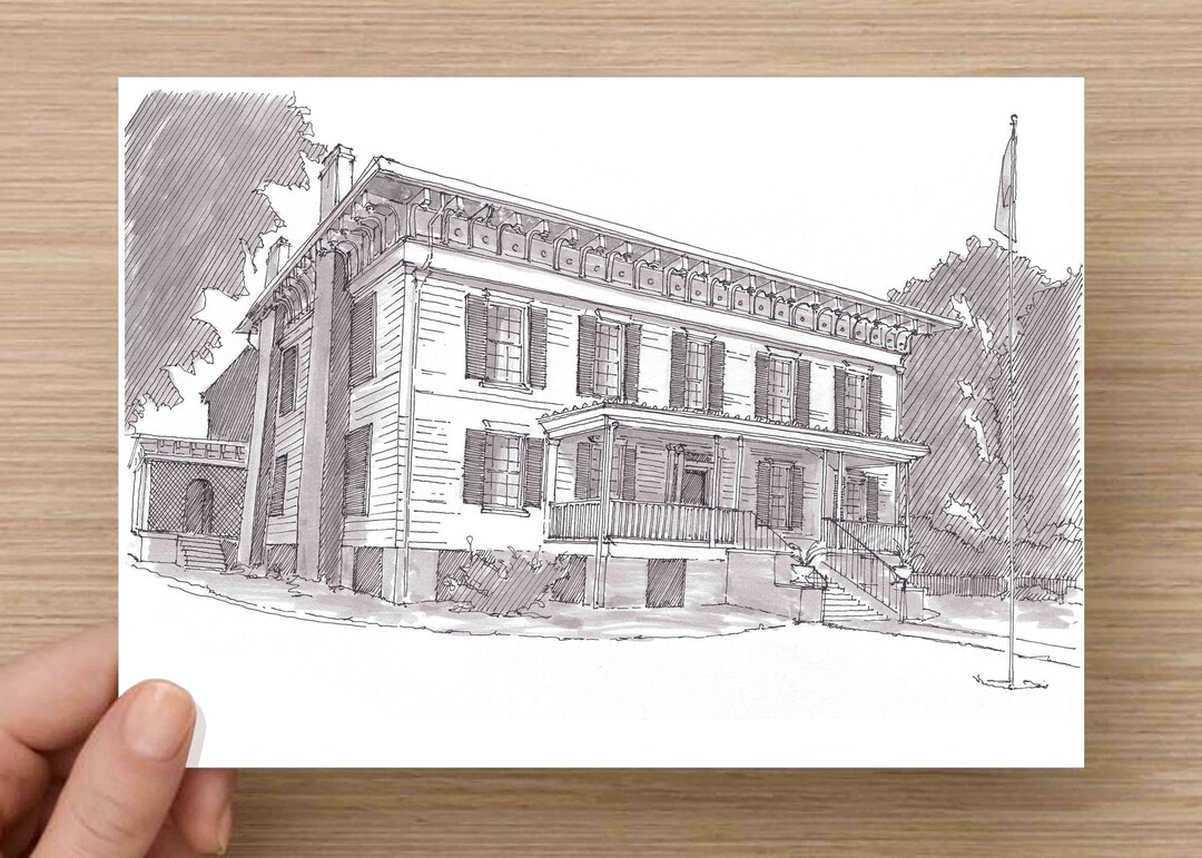 Confederate White House Print, Montgomery Alabama, Pen and Ink Sketch ...