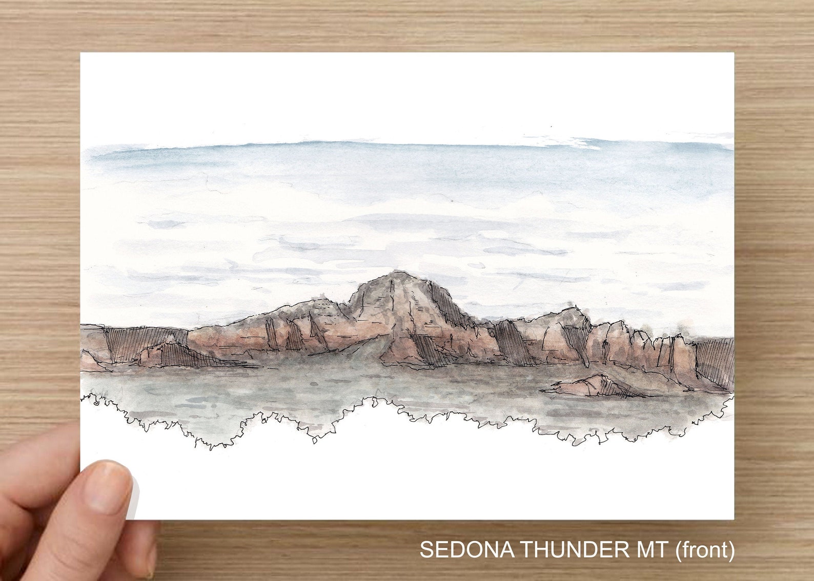 SEDONA THUNDER MT Ink and Watercolor Art Print Drawing - Etsy