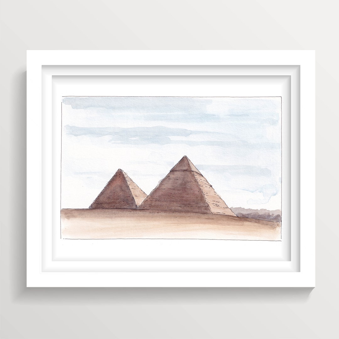 PYRAMIDS OF GIZA - Ancient Egypt, Plein Air Watercolor Painting, Travel ...