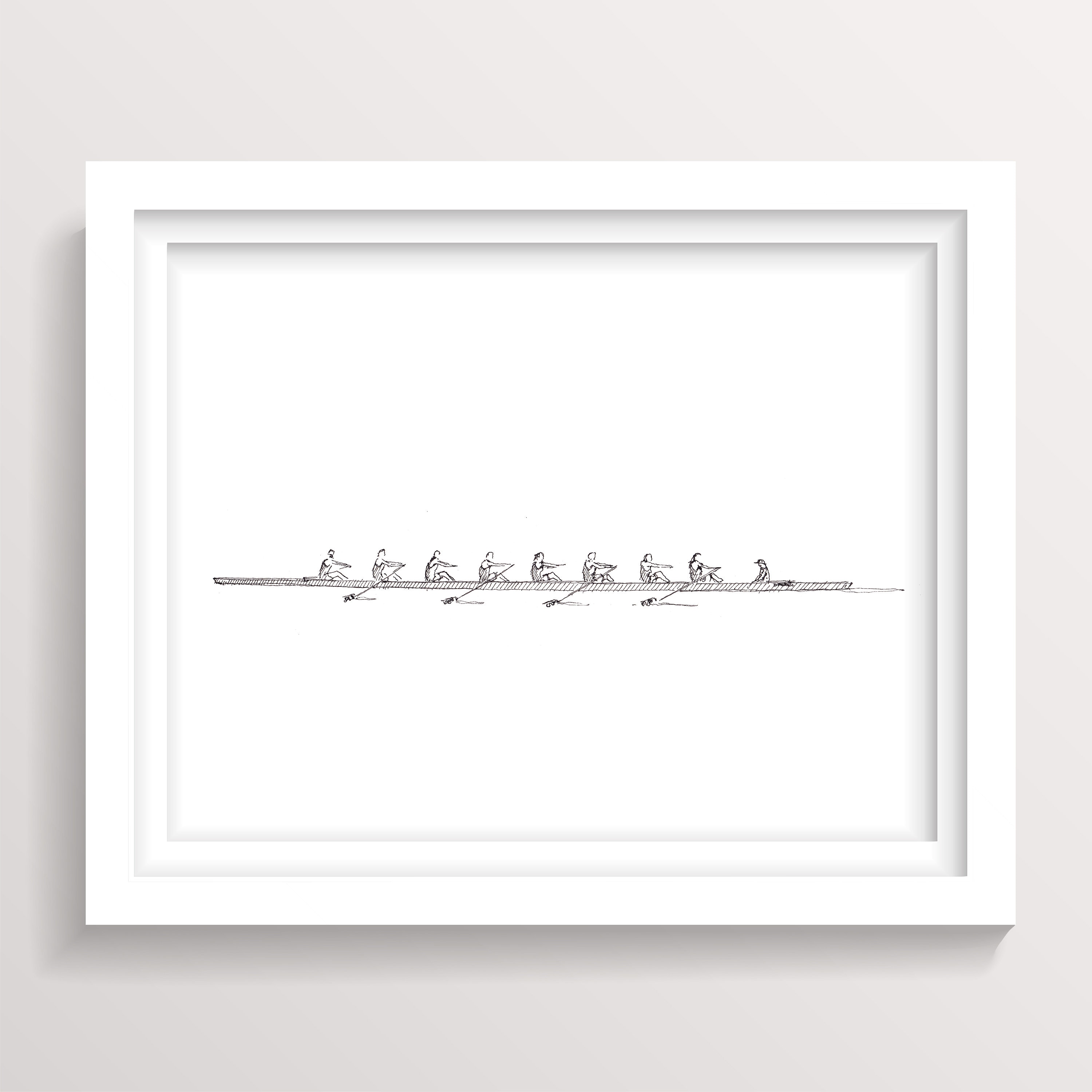 Crew Rowing Boat Drawing