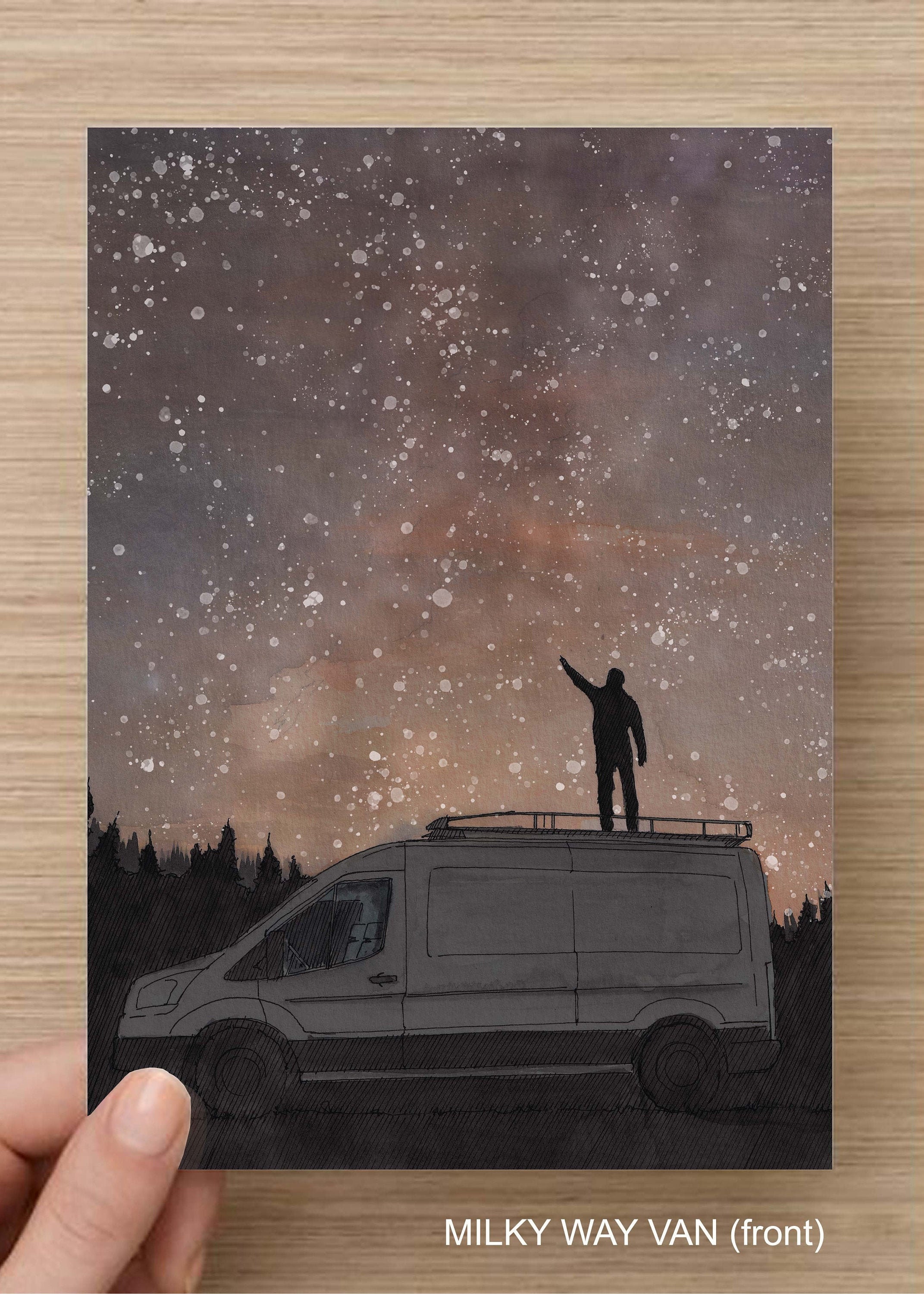 Couple Stargazing Drawing