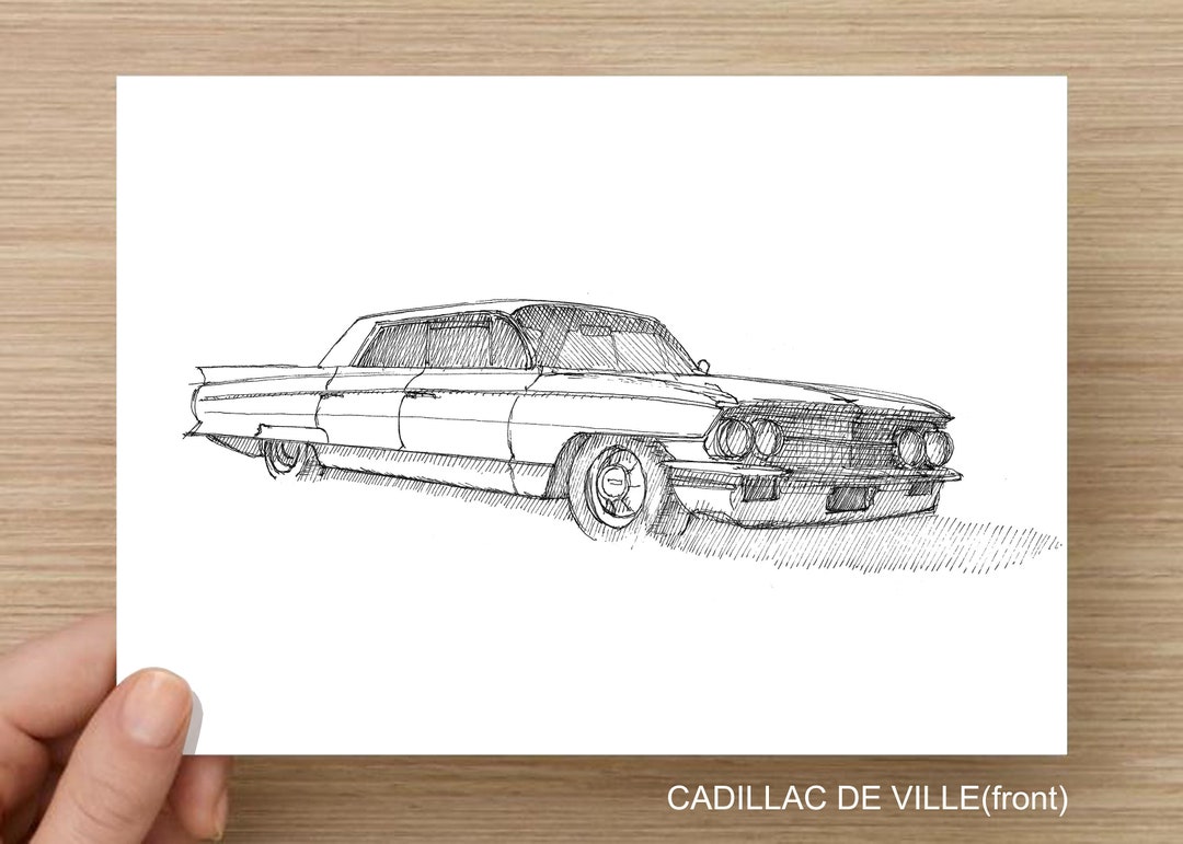 CADILLAC DE VILLE - Classic Car, Ink Drawing, Watercolor Painting ...