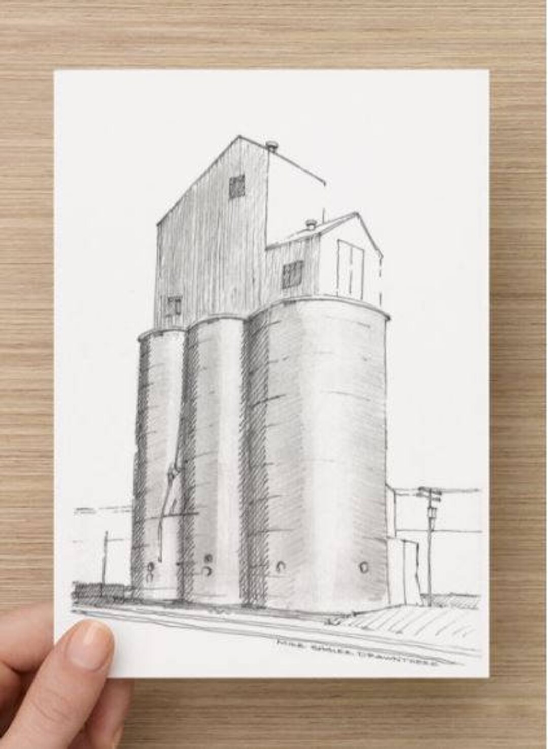 MIDWEST GRAIN SILO - Farming, Agriculture, Food Crop, Drawing, Pen and ...